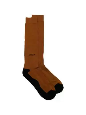 Zegna Logo-print Color-block Socks - Brown