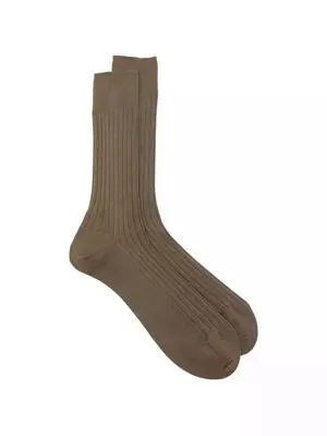 Zegna Logo-print Mid-calf Socks - Neutrals