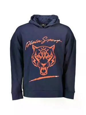 PLEIN SPORT Tiger-print Logo Hoodie - Blue