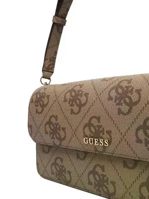 Guess Monogram Crossbody Bag - Brown