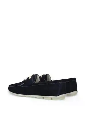 Prada Lace-up Suede Boat Shoes