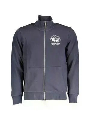 LA MARTINA Logo-embroidered Zip-up Cotton Sweatshirt - Blue