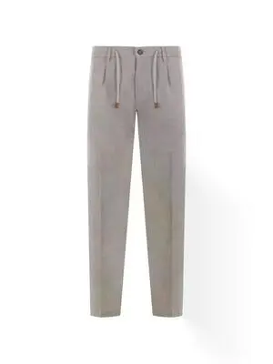 Eleventy Drawstring-waist Pleated Trousers - Grey