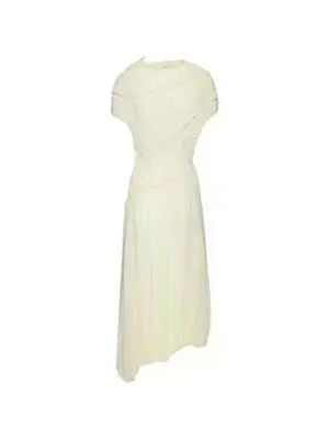 Magda Butrym Ruched Ruffled Dress - Neutrals