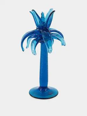GORDIOLA Hand-blown Palm Tree Sculpture - Blue