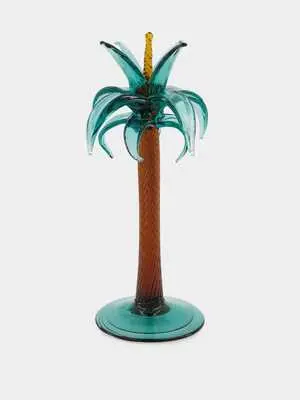 GORDIOLA Hand-blown Glass Palm Tree Sculpture - Green