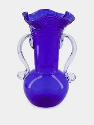 GORDIOLA Ibis Glass Vase - Blue