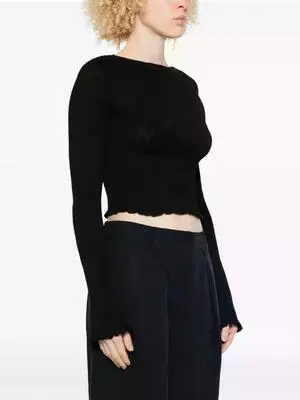 Erika Cavallini Ribbed-knit Lettuce-hem Sweater