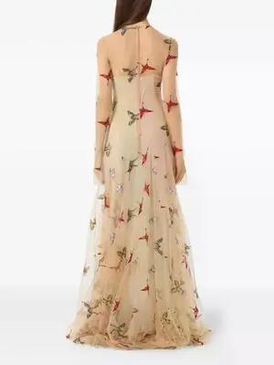 Blumarine Butterfly-embroidered Maxi Dress - Neutrals