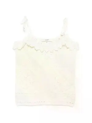 Ba&sh Pointelle-knit Scalloped-trim Top - Neutrals