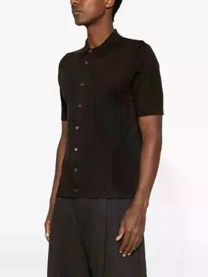 CENERE GB Ribbed Short-sleeves Shirt - Brown