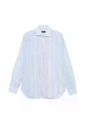 BARBA NAPOLI Striped Long-sleeve Shirt - Blue