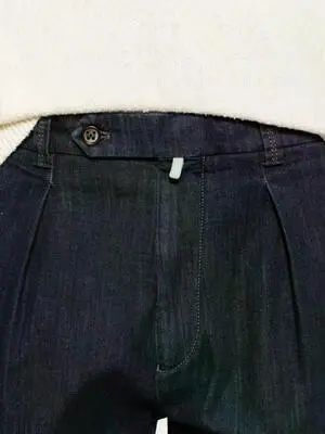 BERWICH Pleated Jeans With Rolled Hem - Blue