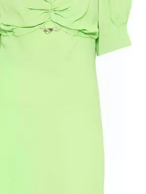 Vivetta Ruched Puff-sleeve Midi Dress - Green