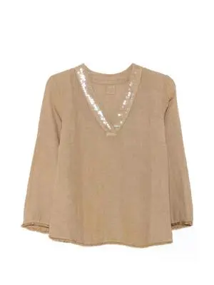 120% Lino V Neck Kaftans Tunics