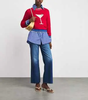 MOTHER Cotton Mini Pullover Sweater - Red