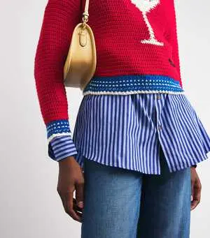 MOTHER Cotton Mini Pullover Sweater - Red