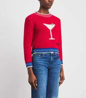 MOTHER Cotton Mini Pullover Sweater - Red