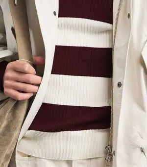 Moncler Striped Rib-knit Pullover - Red