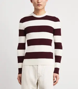 Moncler Striped Rib-knit Pullover - Red