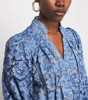 Alice + Olivia Lace Cora Shirt Dress - Blue