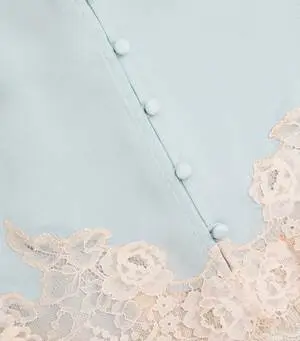 FLEUR DU MAL Silk Lace-trim Juliet Slip Dress - Blue