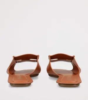 Rodo Leather Sellier Flat Sandals - Beige