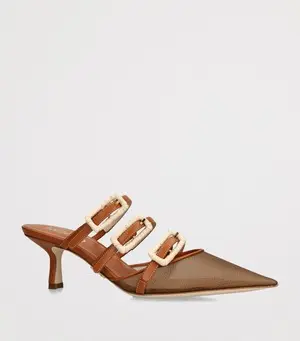 Rodo Leather Paige Heeled Mules 55 - Beige