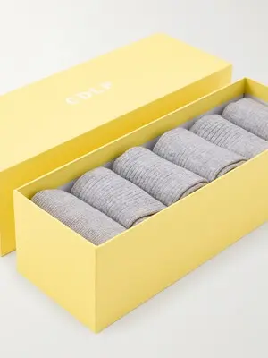 CDLP Set Of Six Ribbed Cotton-blend Socks - Gray