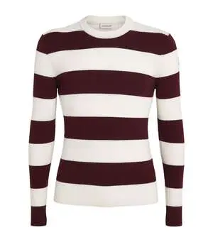 Moncler Striped Virgin Wool Sweater - Red