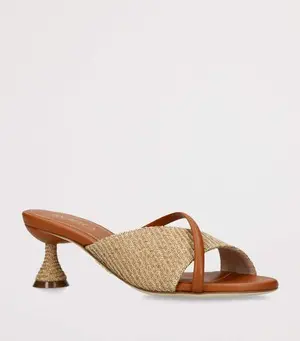 Rodo Mabella 55 Leather-woven Heeled Mules