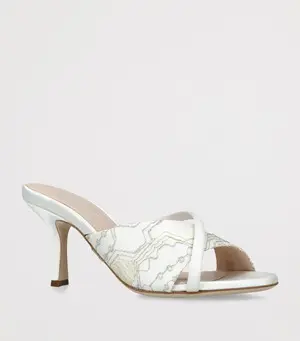 Rodo Embroidered Mabella 55 Heeled Mules - Beige