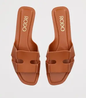 Rodo Leather Sellier Flat Sandals