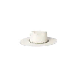 L'Agence Umbra Wide Brim Felt Velour Hat - White