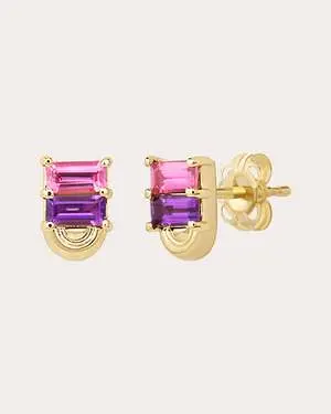 PARKFORD Amethyst And Sapphire Cosmos Arc Stud Earrings - Pink