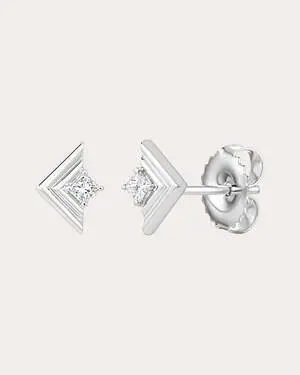 PARKFORD White Sapphire Revival Frame Stud Earrings - Silver