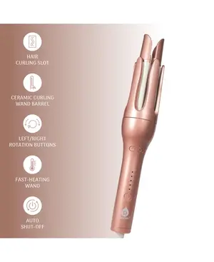 PURSONIC Automatic Curling Iron Salon Quality Curls In Minutes - Pink