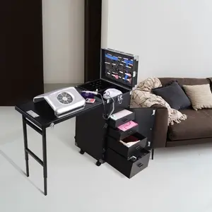 BYOOTIQUE Aluminum Rolling Makeup Train Case With Table