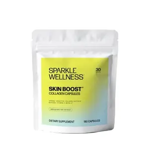 SPARKLE WELLNESS Skin Boost Collagen Capsules 30 Days Of 2500mg Verisol Collagen Peptides & Vitamin C | Improves Skin Elasticity & Appearance Of Fine Lines - No Color