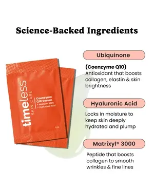 TIMELESS SKIN CARE Coenzyme Q10 + Peptides Serum Single Use Pouches - No Color