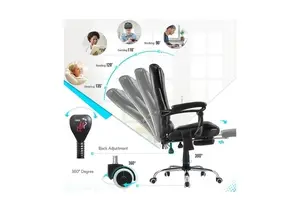 AECOJOY Office Chair With 7 Points Vibration Massage&heat Functions - Black
