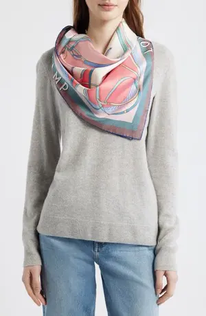 Longchamp Toute Allure Silk Square Scarf - Shrimp