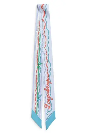 Longchamp Ribbon Print Silk Bandana Scarf