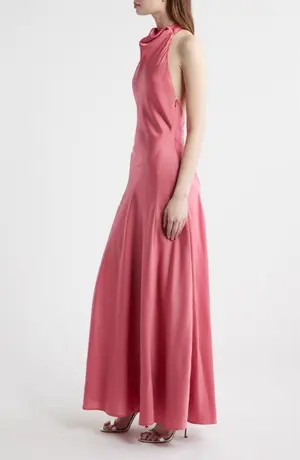WAYF Sibella Cowl Halter Neck Gown