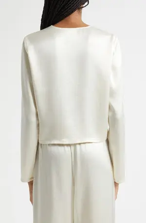 LESET Barb Button-up Crewneck Cardigan - Creme