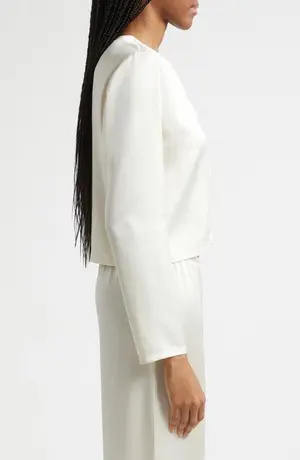 LESET Barb Button-up Crewneck Cardigan - Creme