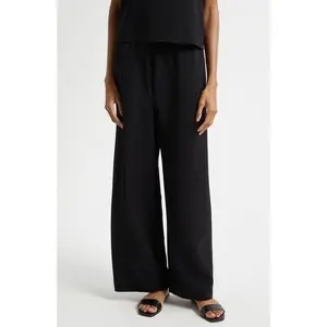LESET Arielle Crepe Wide-leg Pants - Black