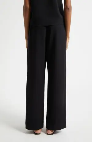 LESET Arielle Crepe Wide-leg Pants - Black