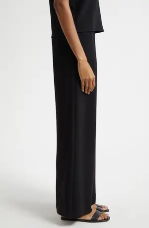 LESET Arielle Crepe Wide-leg Pants - Black