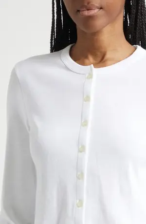 LESET Nando Button-up Crewneck Cardigan - White
